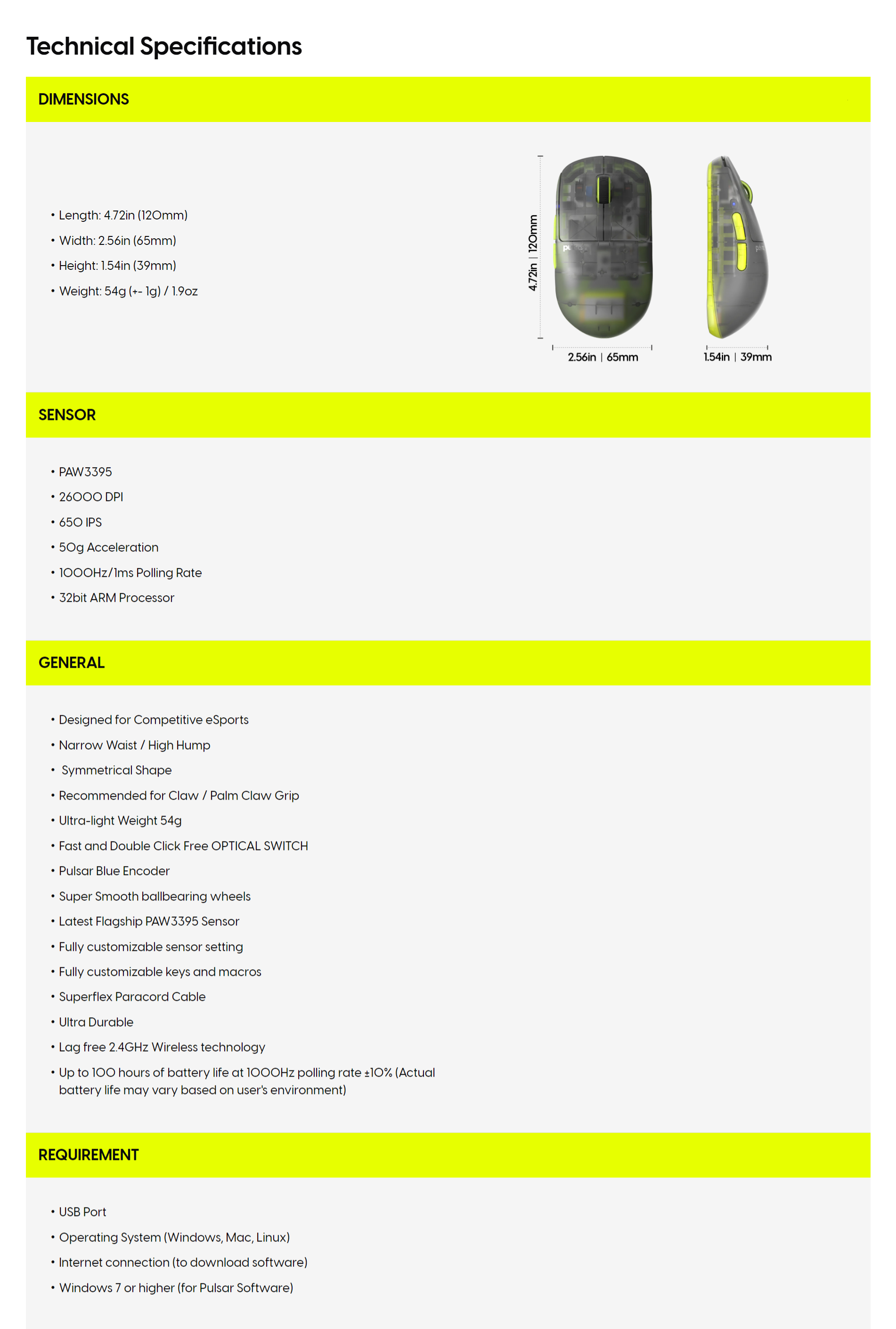 Pulsar X2H - 54g Lightweight Wireless Gaming Mouse (Acid Rewind Limited ...